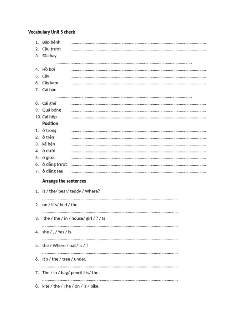 Vocabulary Unit 5 Check | PDF