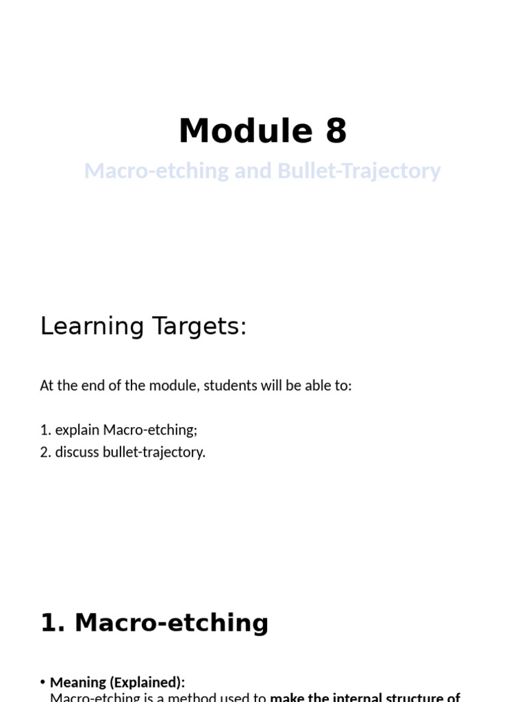 Bullet Trajectory and Macro-Etching Insights | PDF | Bullet | Gun