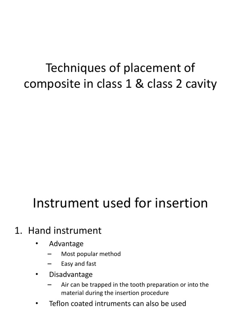Composite Placement Techniques | PDF | Dental Composite | Composite ...