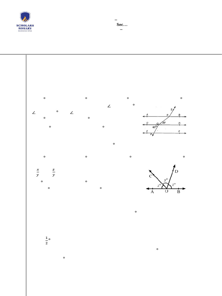 Class IX Maths Worksheet on Lines and Angles | PDF | Triangle | Angle