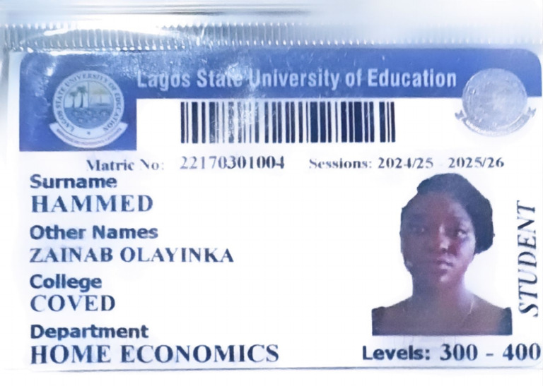 Lasued Student ID Card 400 Level | PDF