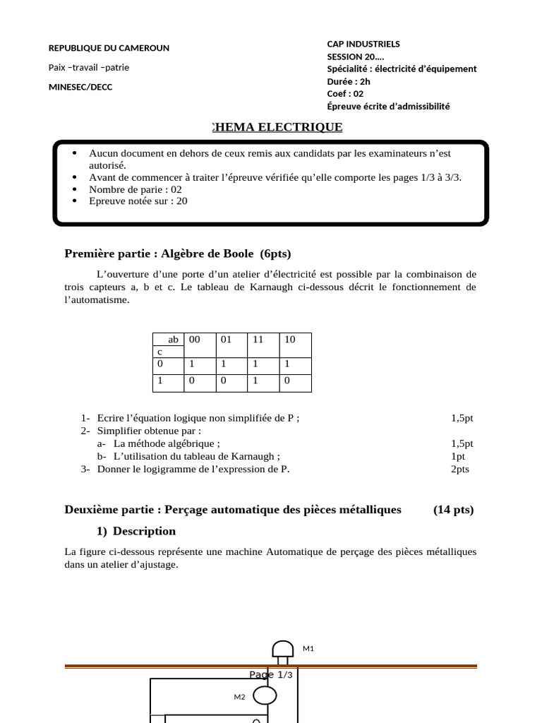 Schéma électrique et automatisme de perçage | PDF | Équipements ...