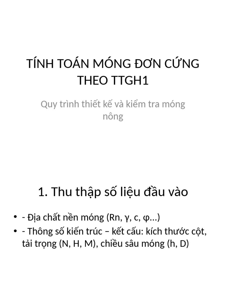 Tinh Toan Mong Don Cung TTGH1 | PDF