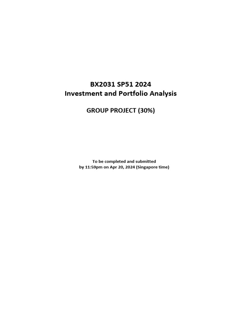 BX2031 SP51 2024 Group Project | PDF | Investing | Financial Economics