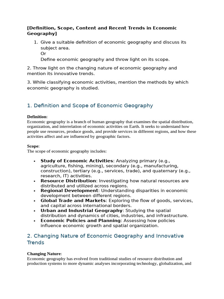 Economic Geography | PDF | Geography | Social Sciences