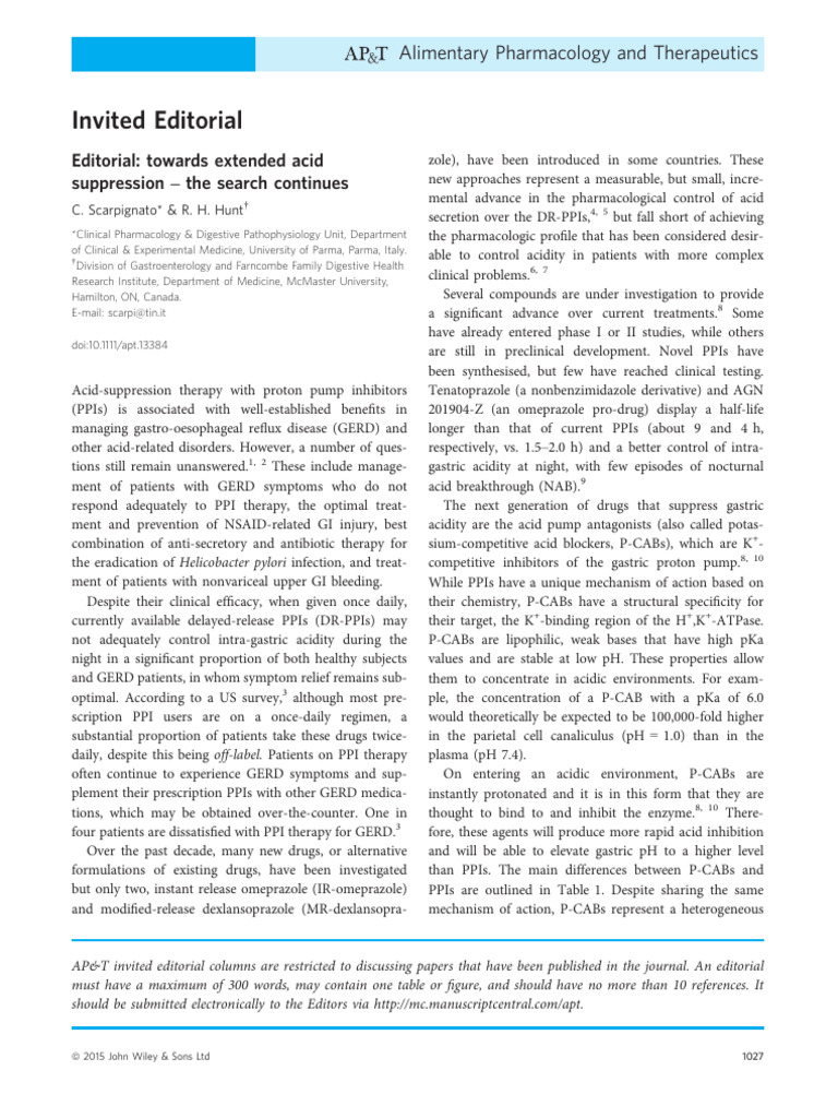 Advances in Acid Suppression Therapy | PDF | Clinical Medicine | Medicine