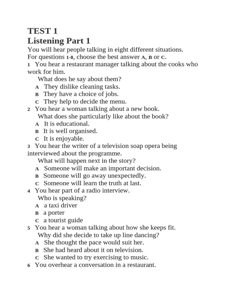 Listening Comprehension Test Series | PDF | Dolls | Crossword