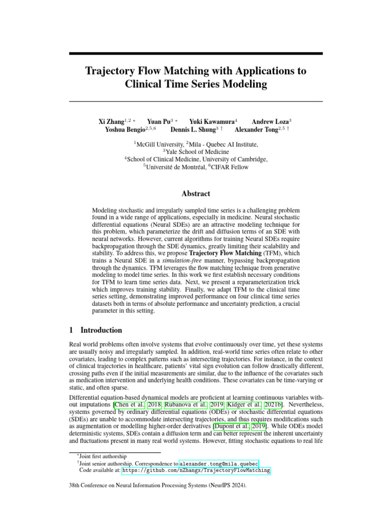 Trajectory Flow Matching | PDF | Stochastic Differential Equation ...