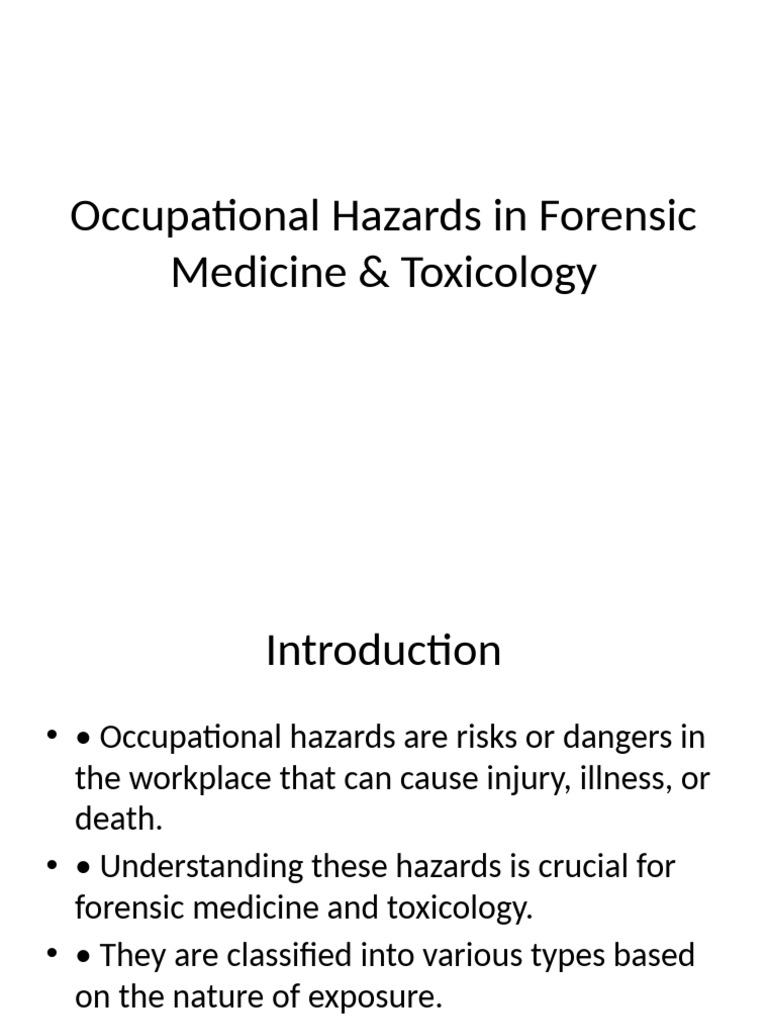 Occupational Hazards in Forensic Medicine | PDF