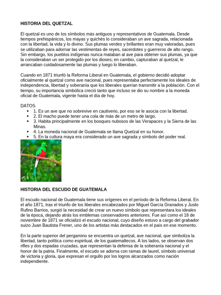 Historia y símbolos de Guatemala | PDF | Guatemala