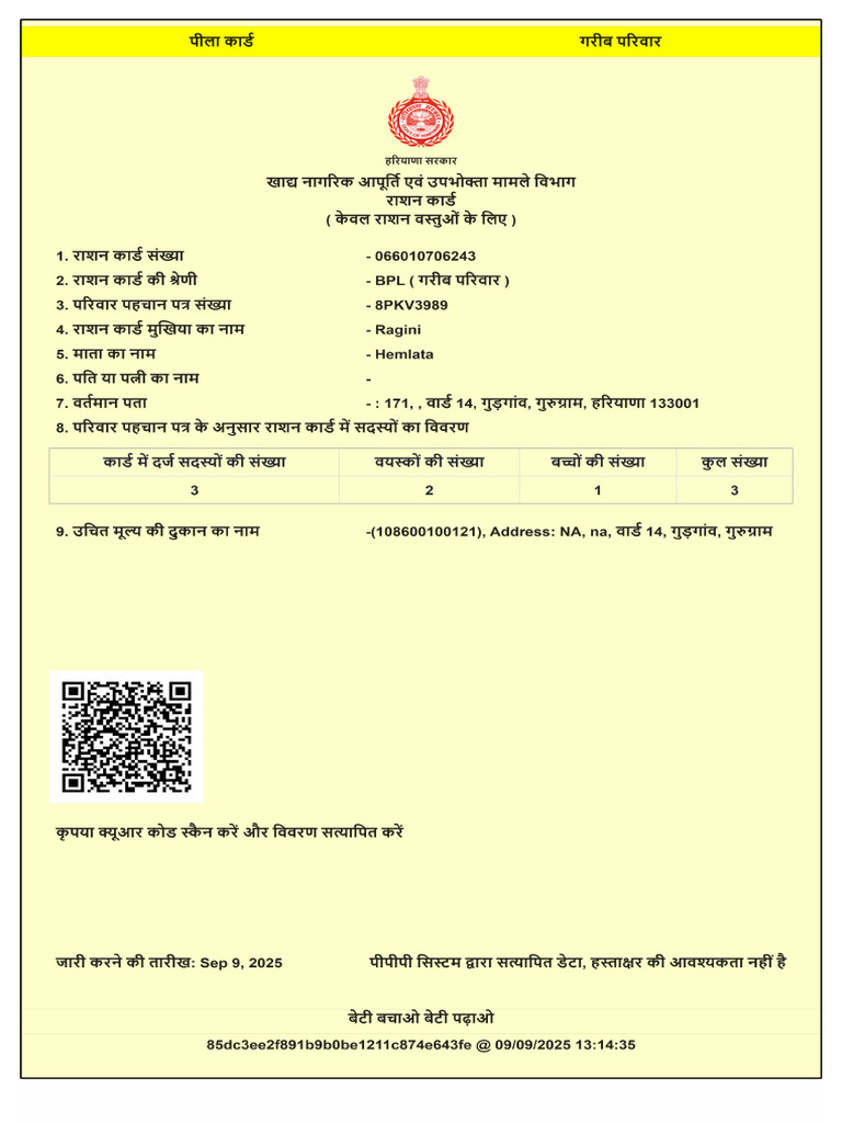 Ration Card - 066010706243 | PDF