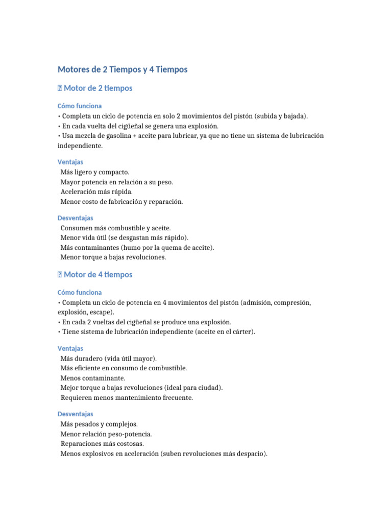 Motores 2T vs 4T Con Ejemplos 2 | PDF