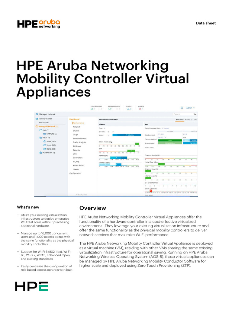 HPE Aruba Networking Mobility Controller Virtual Appliances Data Sheet ...