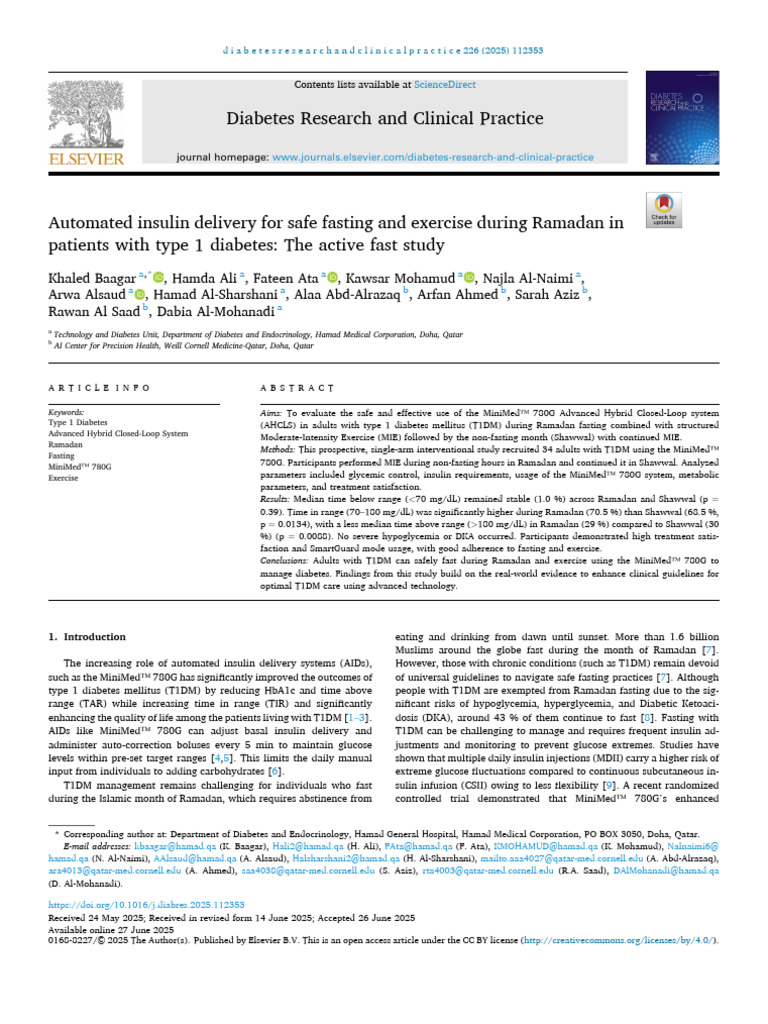 Insulin Delivery During Ramadan Fasting | PDF | Hypoglycemia | Diabetes