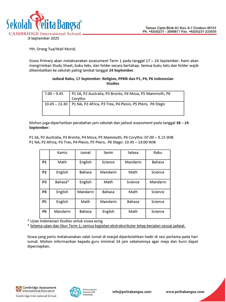 Primary Term 1 Schedule ID | PDF