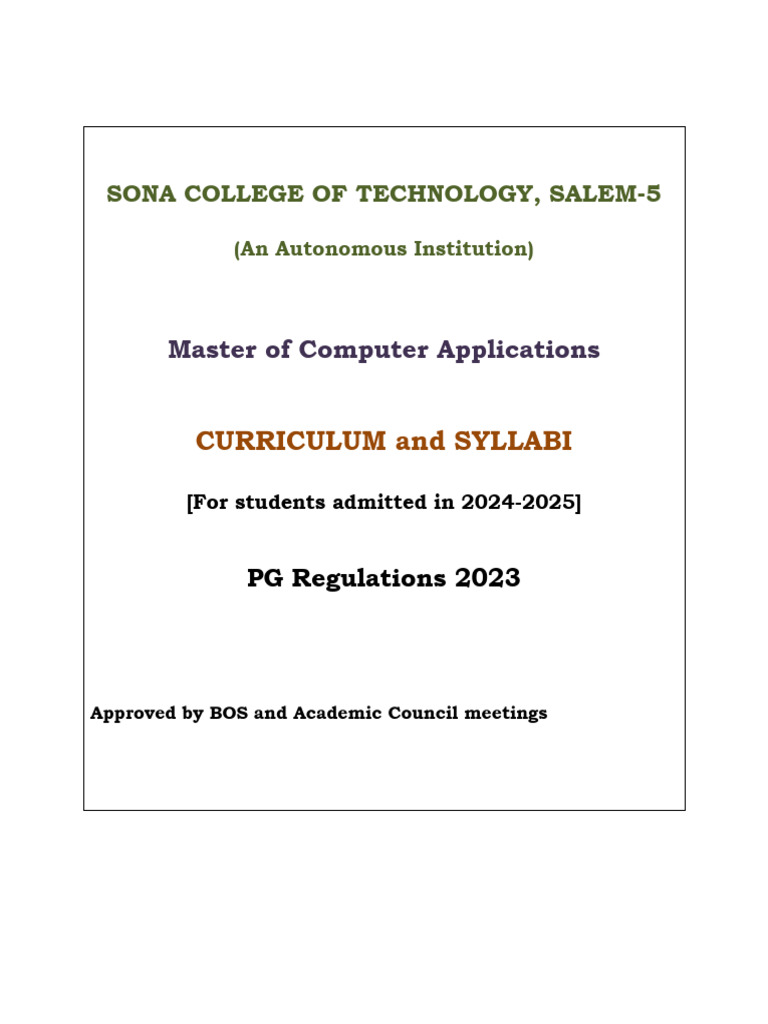MCA-1 Sem-Curriculum & Syllabus | PDF