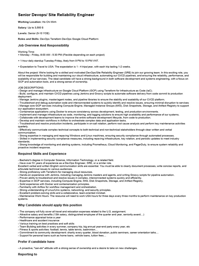 Senior Devops - Site Reliability Engineer | PDF | Cloud Computing ...
