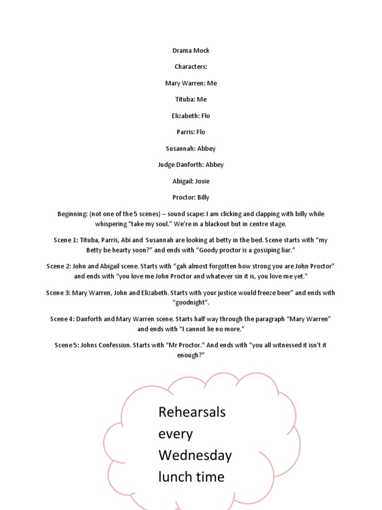 "Drama Mock Script and Rehearsal Schedule" | PDF | Mystery, Thriller ...