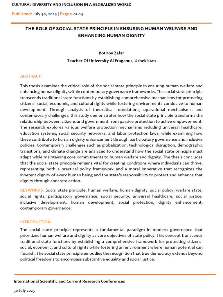 Social State Principle and Human Dignity | PDF | Social Exclusion ...