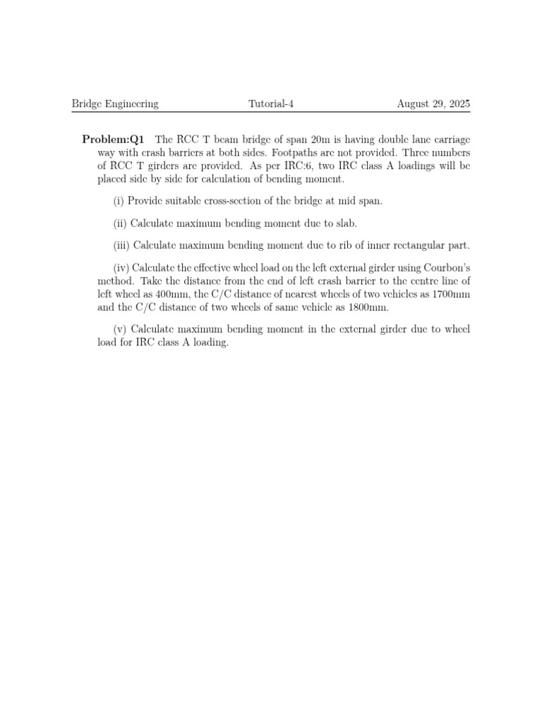 RCC T Beam Bridge Design Tutorial | PDF | Bending | Beam (Structure)