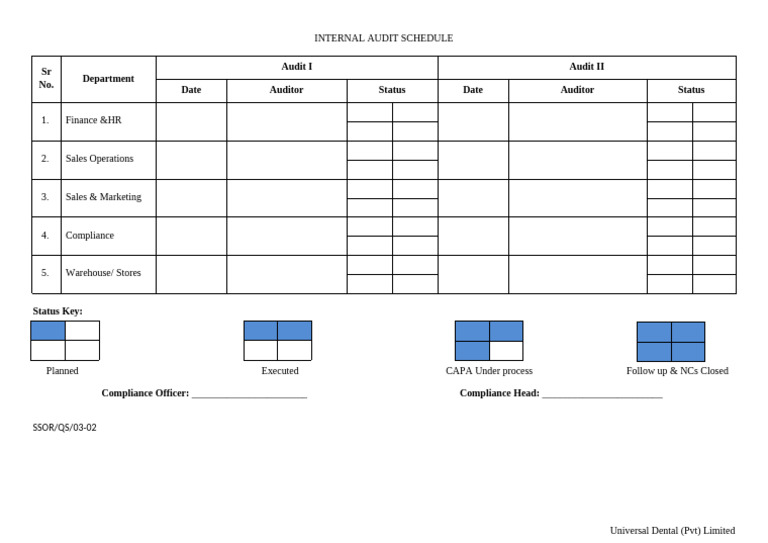 2-Internal Audit Schedule | PDF