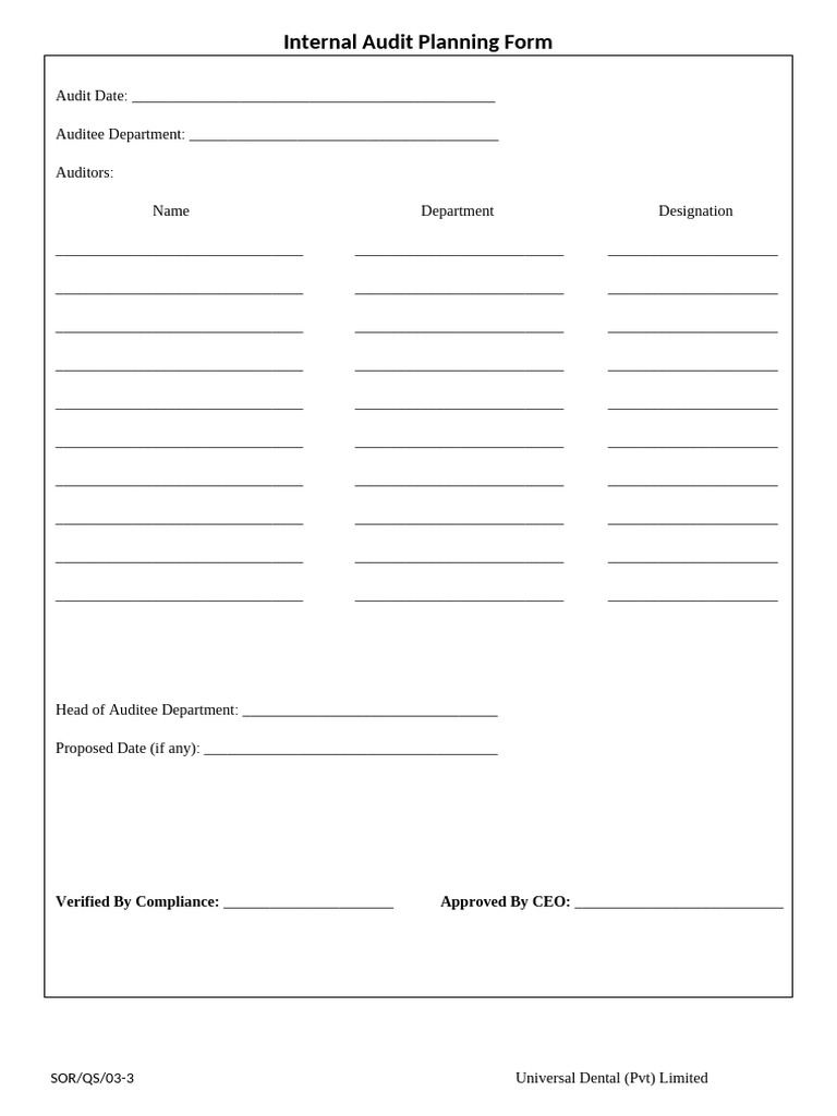 Internal Audit Planning Template | PDF