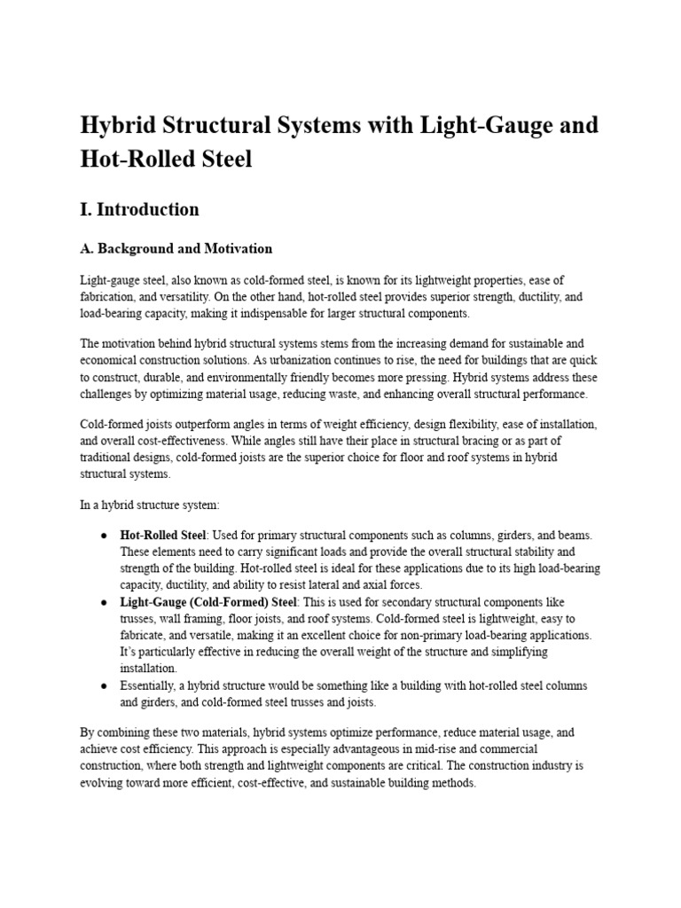 Hybrid Structural Systems With Light-Gauge and Hot-Rolled Steel | PDF ...