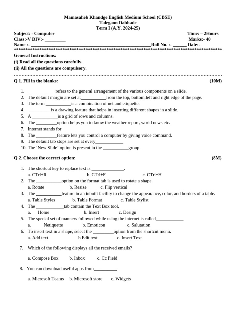 Class 5 Computer Term 1 | PDF | Software | System Software