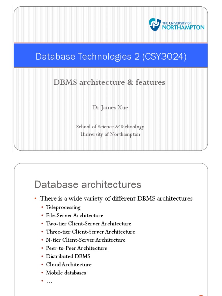 DBMS Architectures for Students | PDF | Client–Server Model | Databases