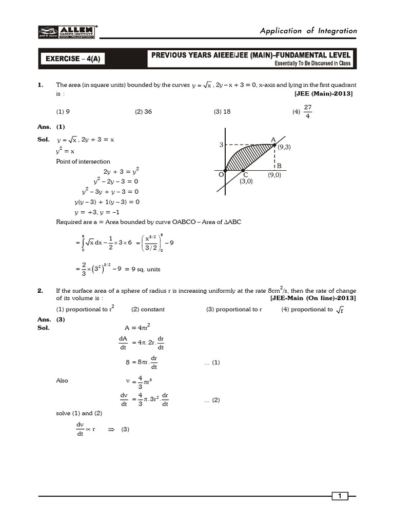 Area Under The Curve - Sol. - Exe-4A | PDF | Tangent | Mathematical Objects