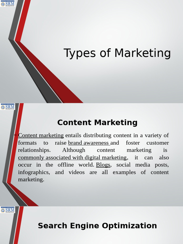 Types of Marketing | PDF | Social Media Marketing | Marketing