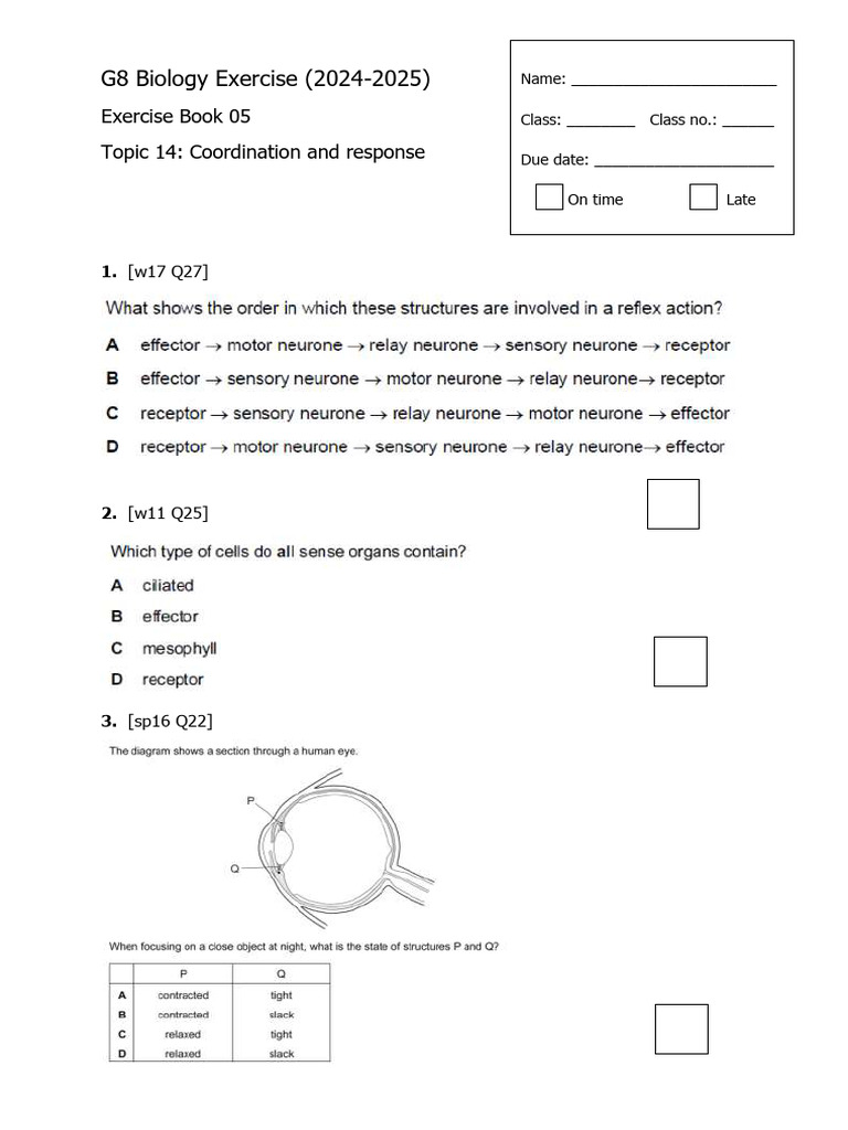 G8 Biology Exercise (2024-2025) : Exercise Book 05 Topic 14 ...