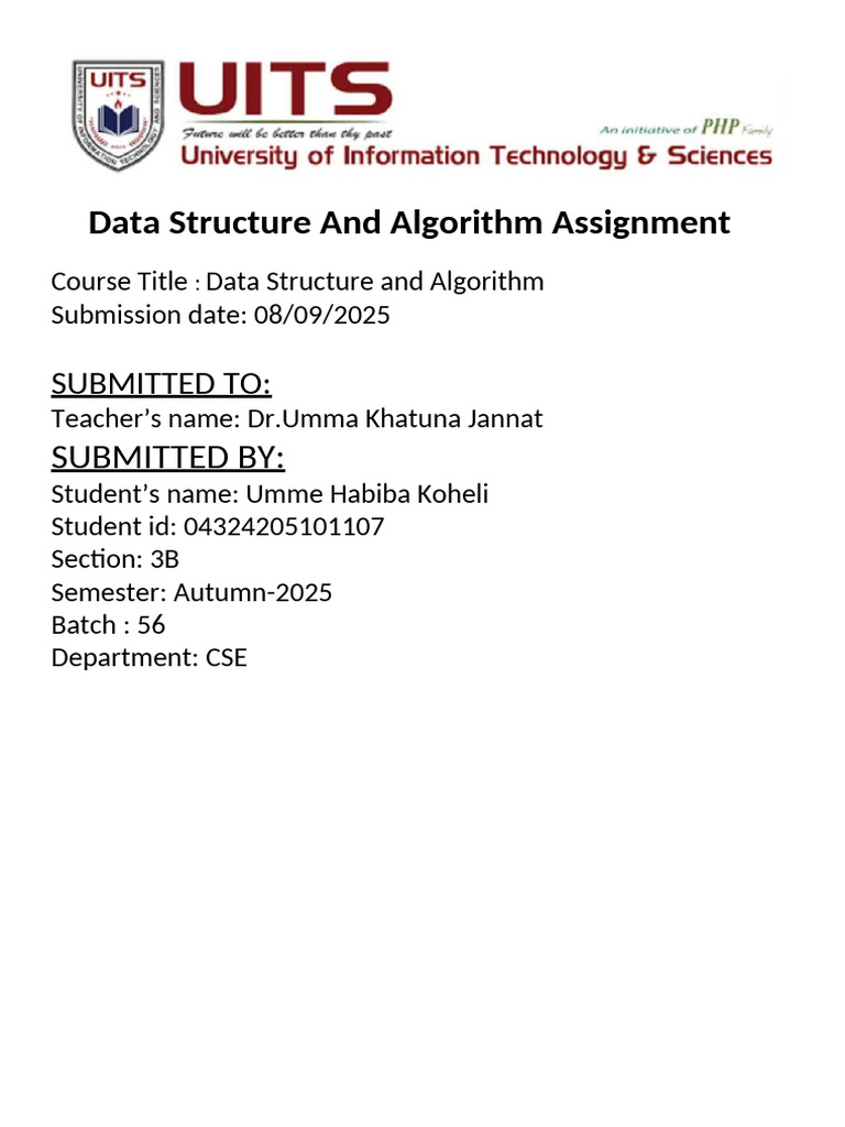 DSA Assignment (1) | PDF | Algorithms And Data Structures | Data