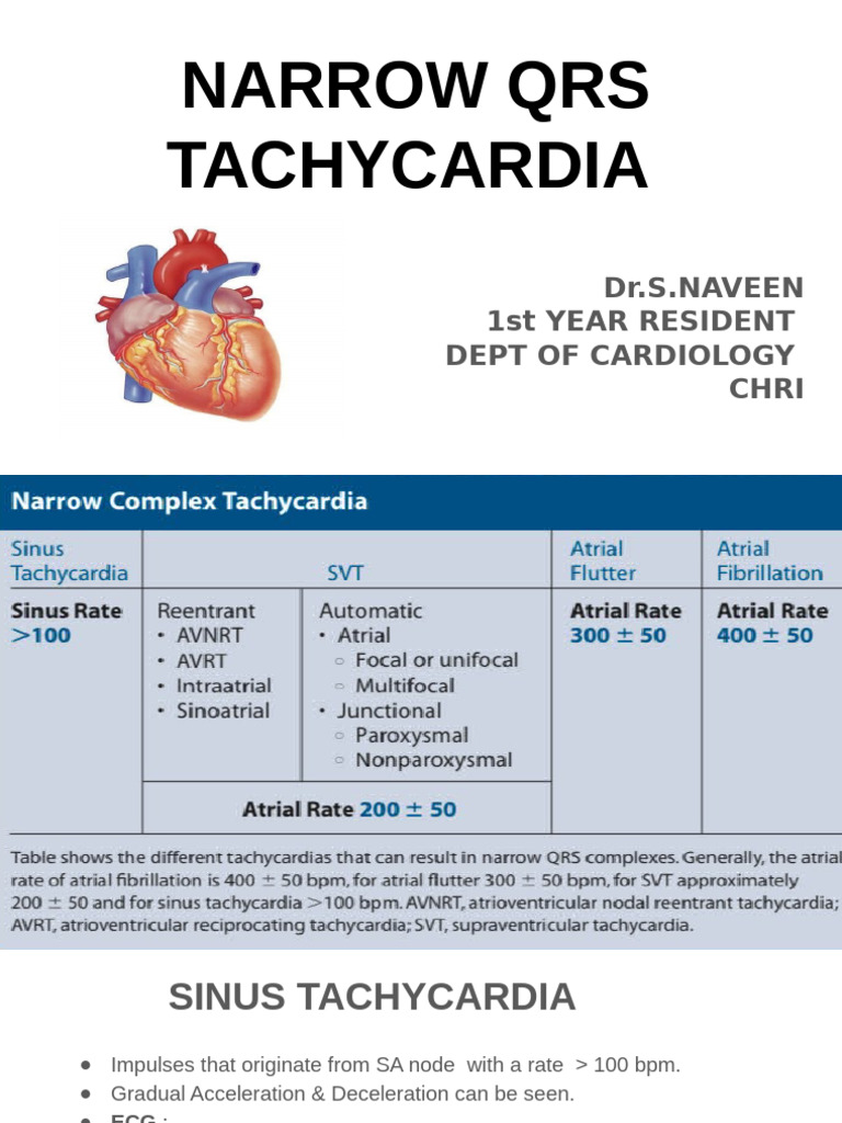 Narrow Qrs Tachycardia | PDF | Atrium (Heart) | Electrocardiography
