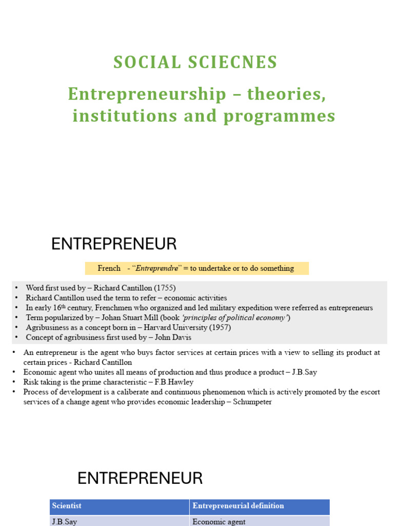 Entrepreneurship Theories and Models | PDF | Entrepreneurship | Economies