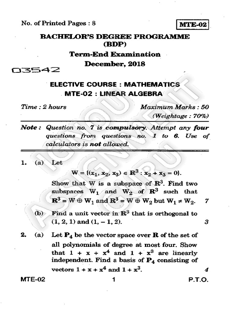 518 - MTE-02 - ENG D18 - Compressed | PDF | Eigenvalues And Eigenvectors | Linear Subspace