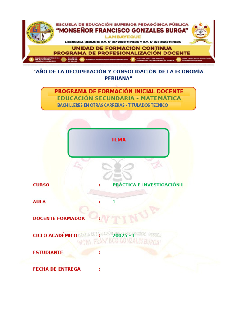 Caratula para Trabajos de Practica e Investigacion I | PDF