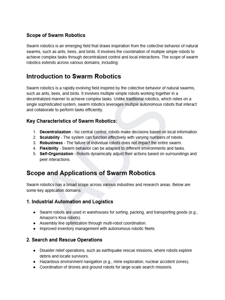 Swarm Robotics: Scope and Applications | PDF | Robotics | Robot