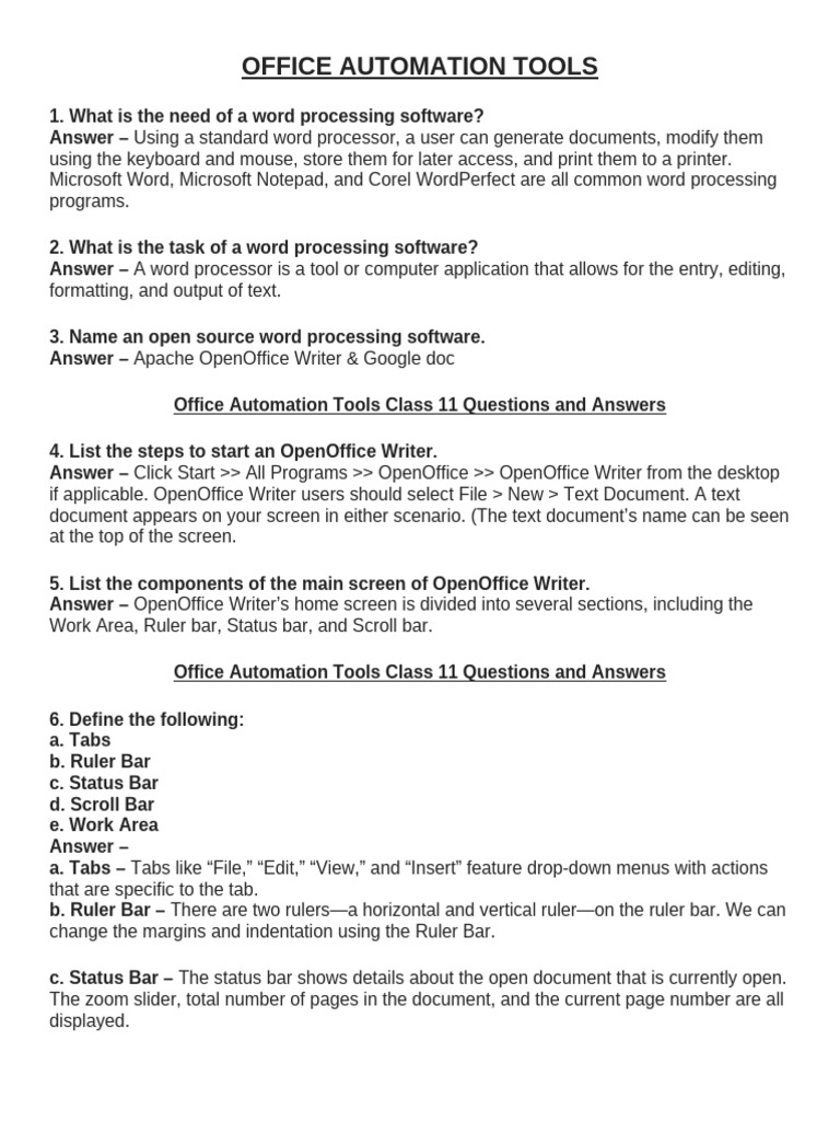 Office Automation Tools | PDF | Spreadsheet | Worksheet
