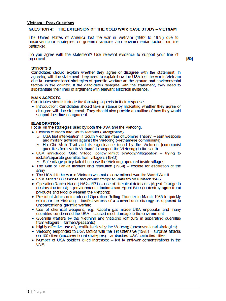 Vietnam Essay topics | PDF