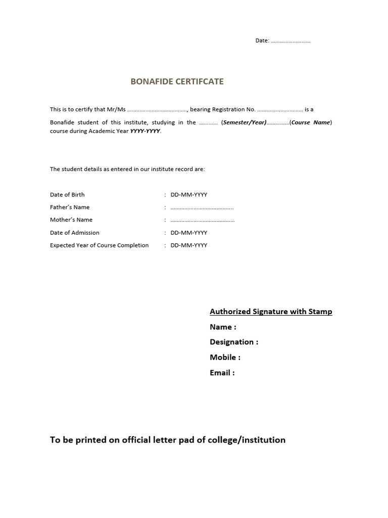 Bonafide Doc Sample | PDF