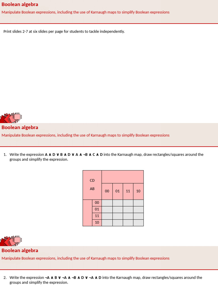 Karnaugh Maps Activity 3 (Four Input) 1 | PDF | Boolean Algebra ...