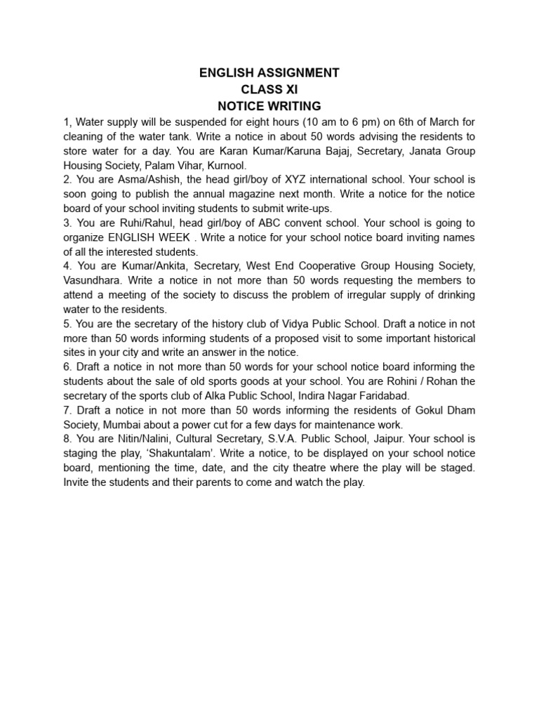 Notice Assignment 1 | PDF