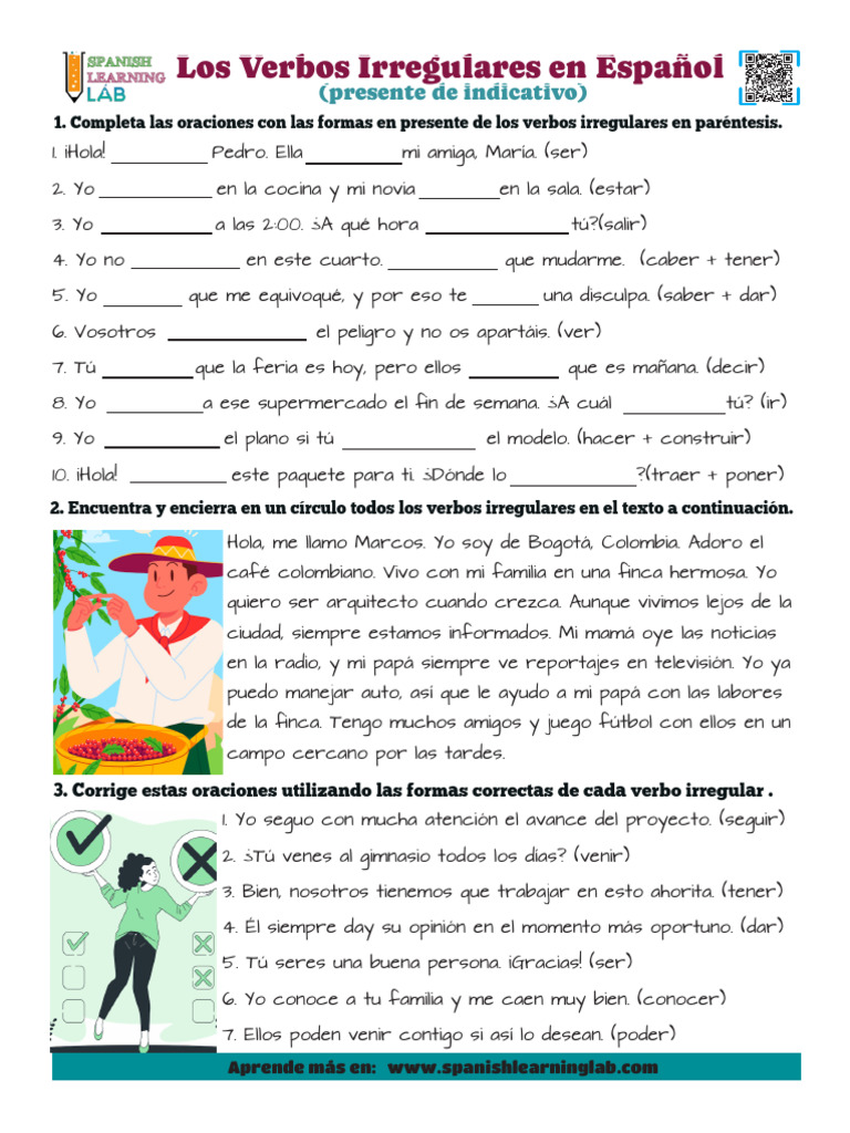 Los Verbos Irregulares en Presente Ejercicios PDF | PDF