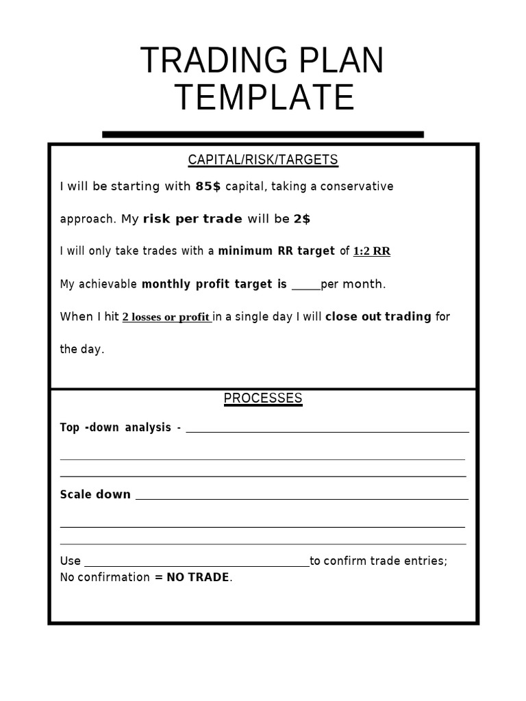 Trading Plan Template for Beginners | PDF
