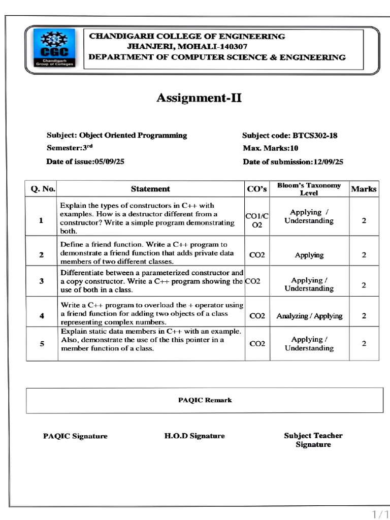 Oopsassignment 2,2025 | PDF | Constructor (Object Oriented Programming ...