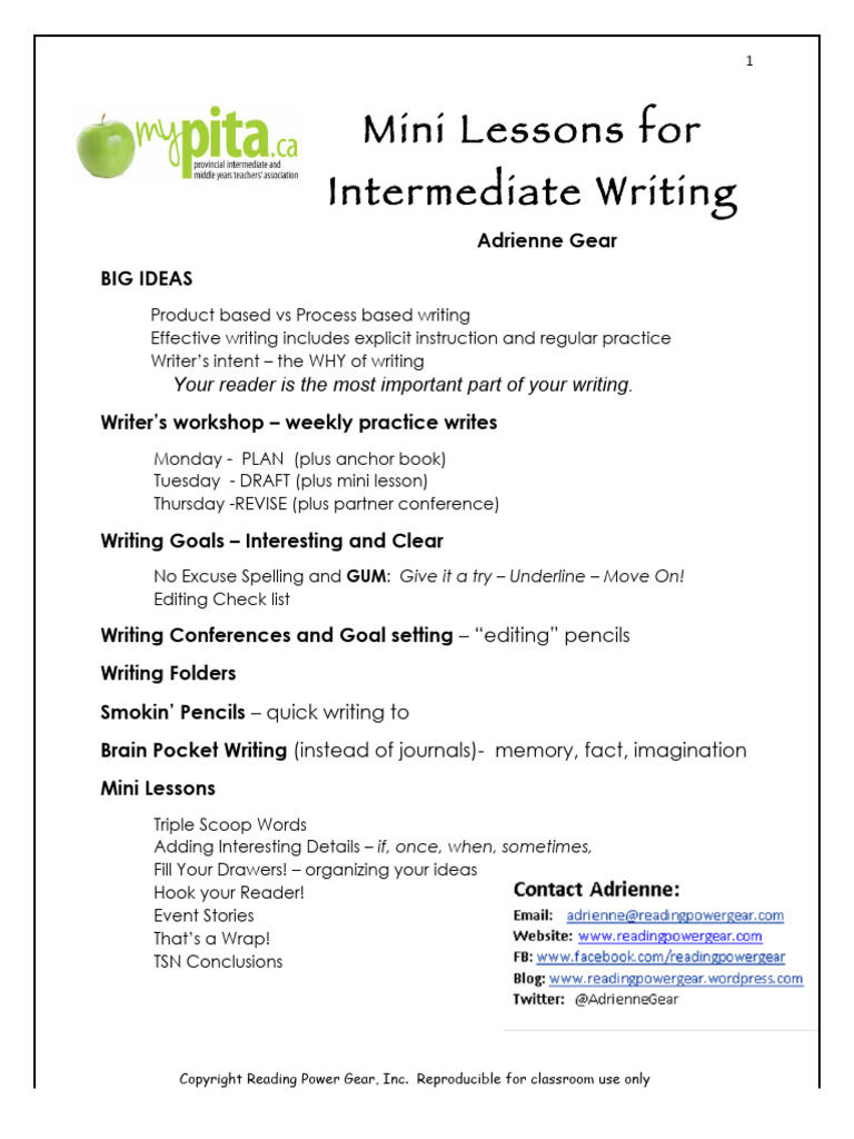 Pita 2016 - Gear Mini Lessons | PDF | Writing