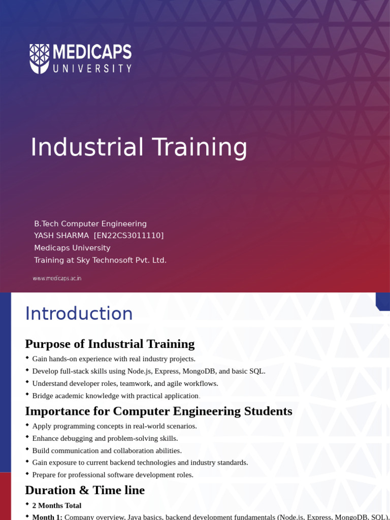 Yash Sharma Industrial Training | PDF | Web Development | Computing