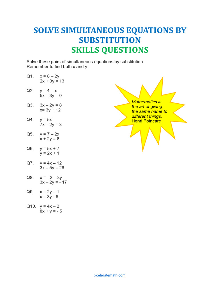 Solve Simultaneous Equations Guide | PDF