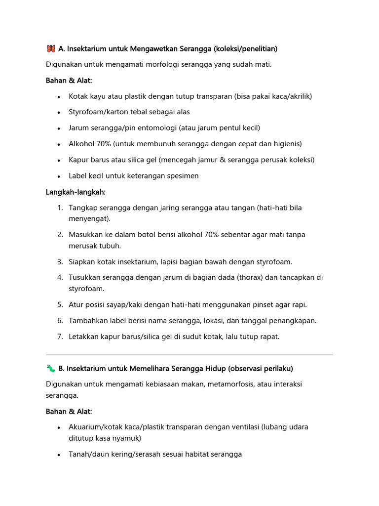Cara Membuat Insektarium Serangga | PDF